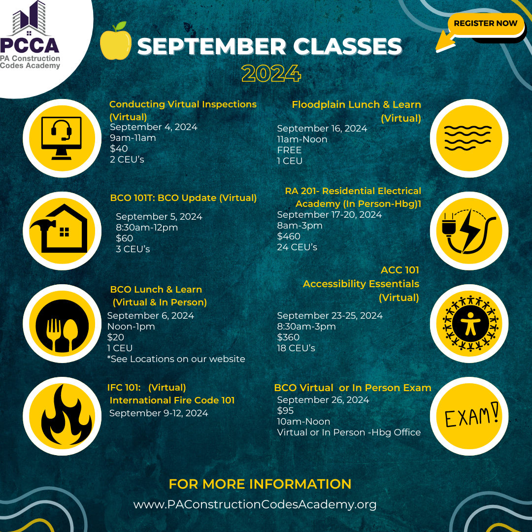 PA Construction Codes Academy September Classes - The Pennsylvania ...